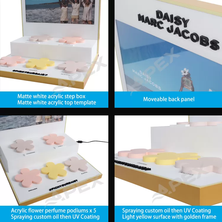 Elegant L-Shaped Perfume Display Stand - Illuminate Your Fragrance ...