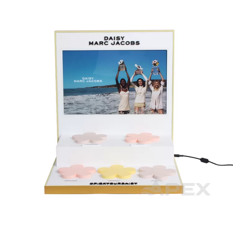 Elegant L-Shaped Perfume Display Stand - Illuminate Your Fragrance ...