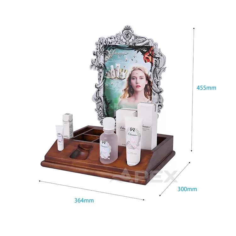 Custom Skincare Display: Wooden Base Elegance for Face Creams - APEX