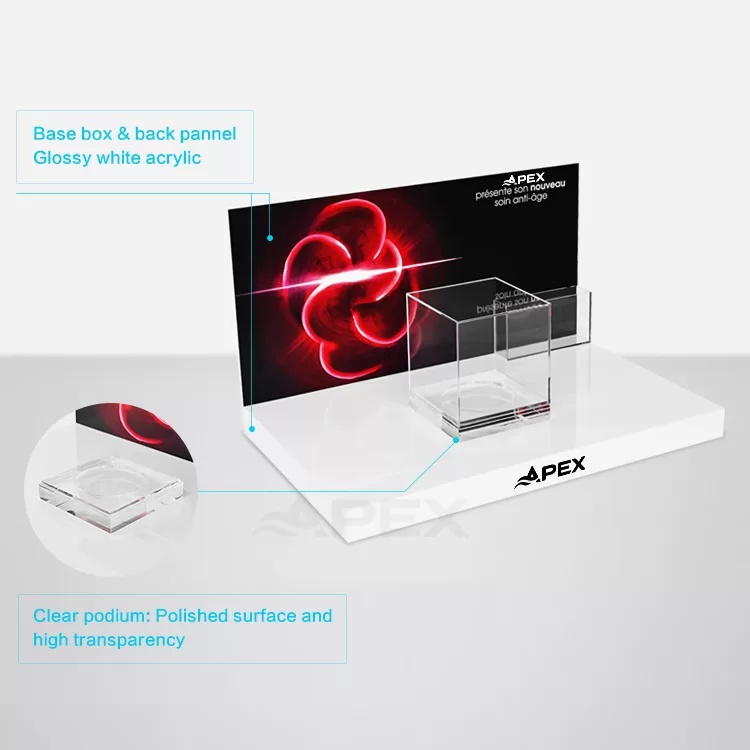 L-Shaped Acrylic Face Cream Display: Chic Tabletop Solution - APEX