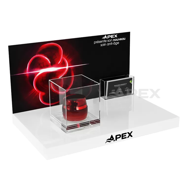 L-Shaped Acrylic Face Cream Display: Chic Tabletop Solution - APEX
