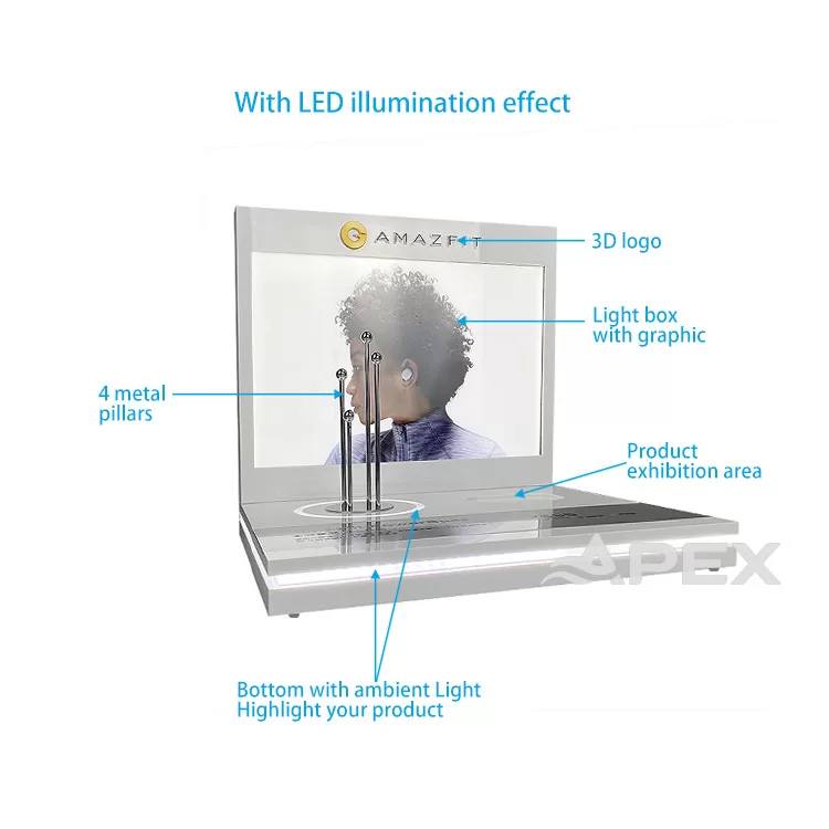 Led Acrylic Wireless Earphone Display Stand Counter Earphone Display Rack