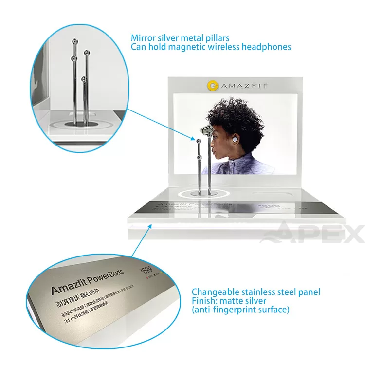 Acrylic Wireless Earphone Display Stand With Led Light - APEX