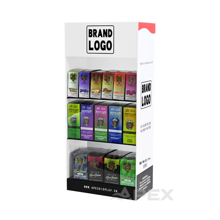 White 3 Layers Acrylic Custom Display Rack For Vapes - APEX