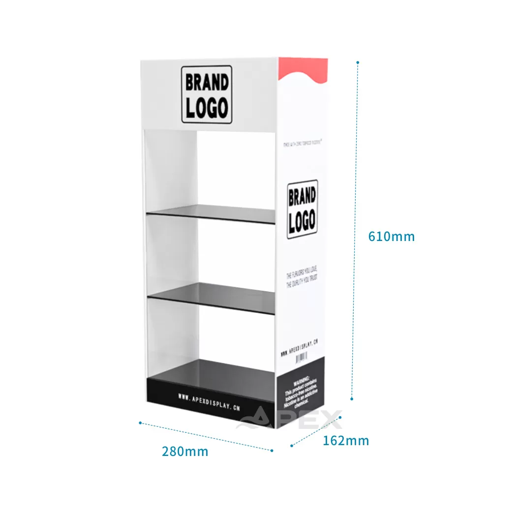 White 3 Layers Acrylic Custom Display Rack For Vapes - APEX