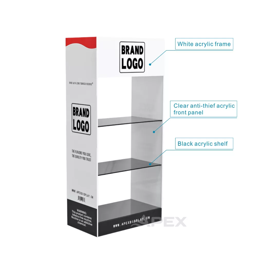 White 3 Layers Acrylic Custom Display Rack For Vapes - APEX