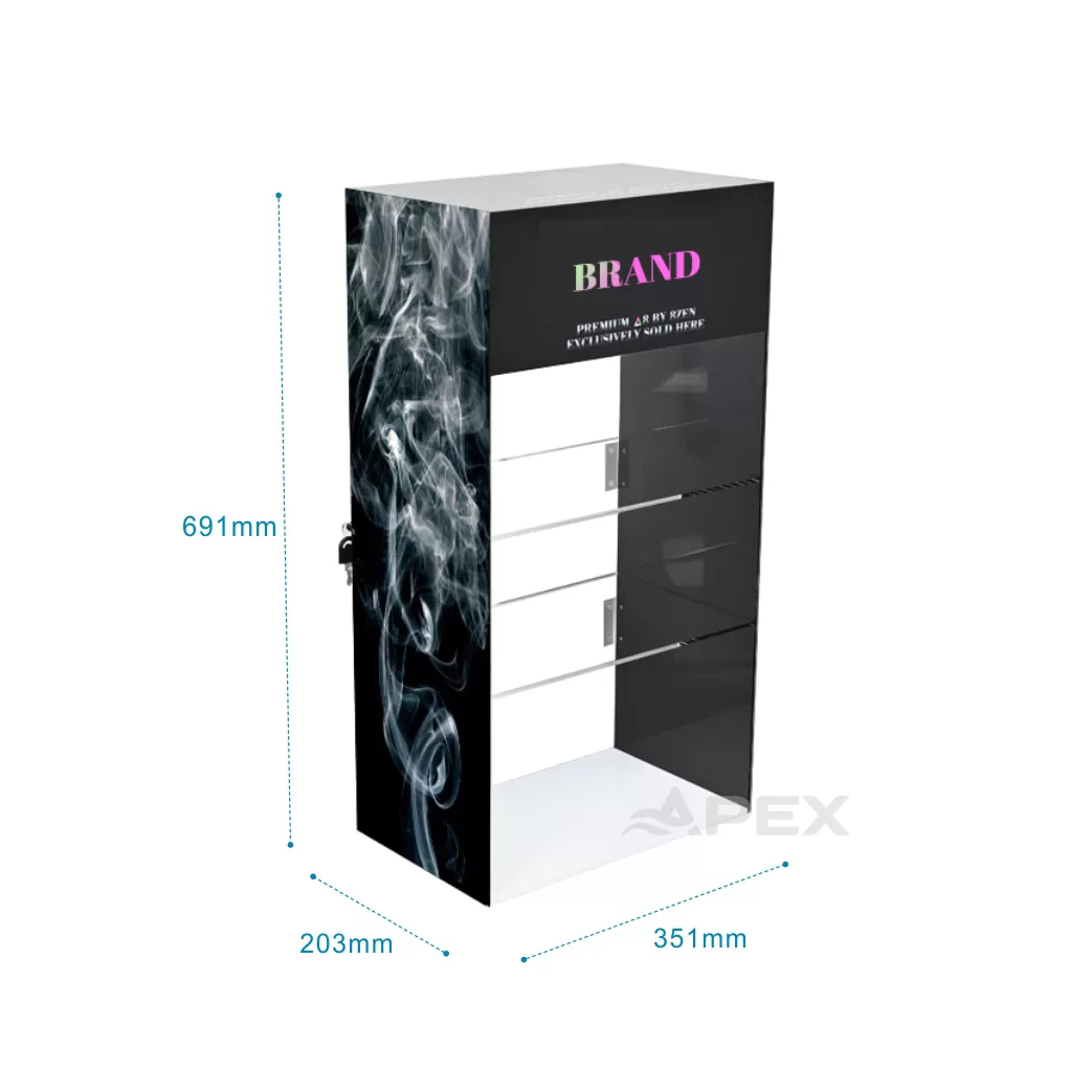 Custom Logo Transparent Lockable Door Vapes Shop Display Stand - APEX