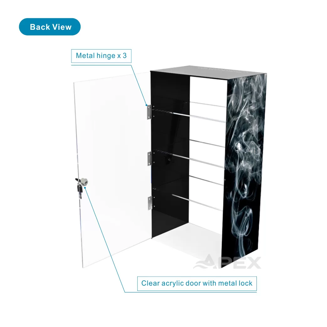 Custom Logo Transparent Lockable Door Vapes Shop Display Stand - APEX