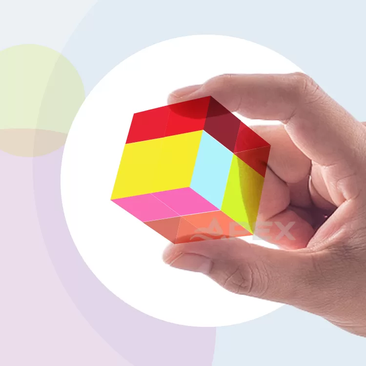 Transparent Cyan Magenta Yellow Multi Color Acrylic Cube - APEX