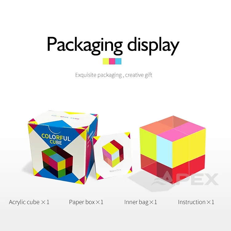 Transparent Cyan Magenta Yellow Multi Color Acrylic Cube - APEX