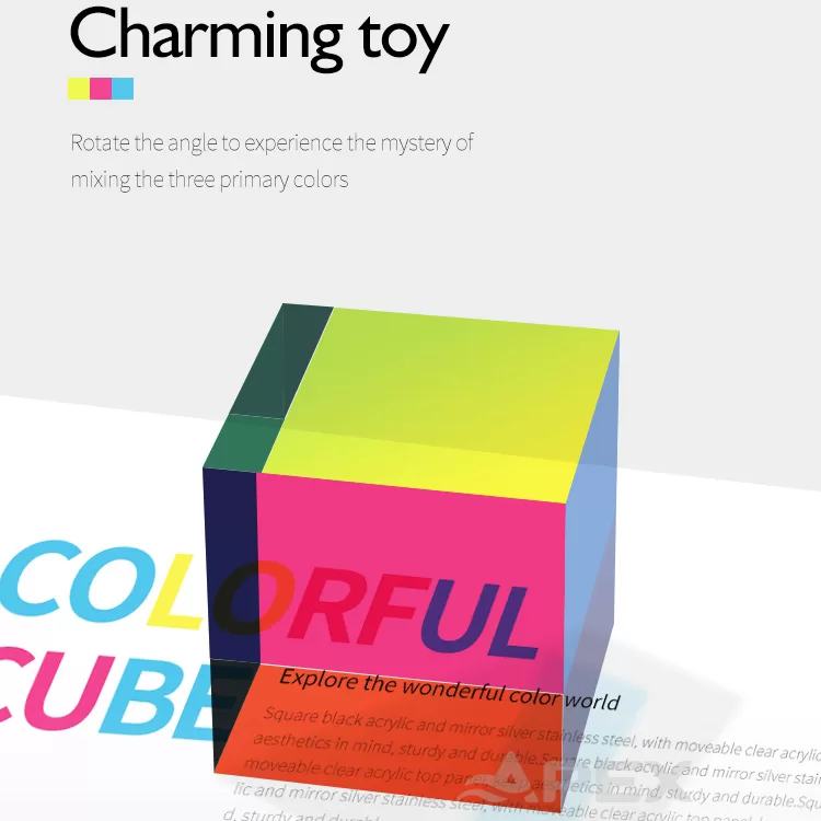 Transparent Cyan Magenta Yellow Multi Color Acrylic Cube - APEX