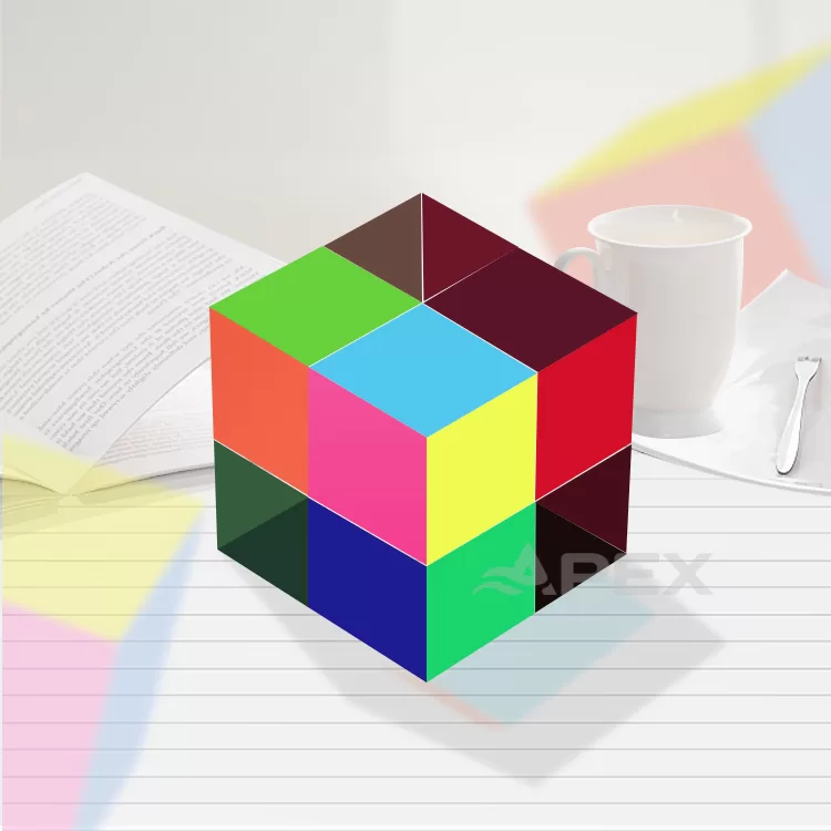 Transparent Cyan Magenta Yellow Multi Color Acrylic Cube - APEX