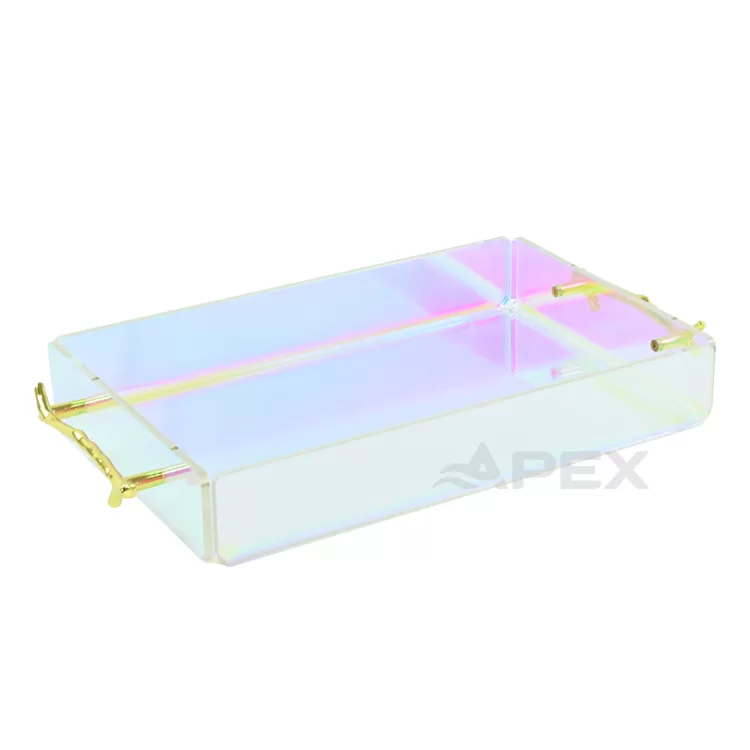 Custom Decorative Golden Handle Iridescent Acrylic Tray - APEX