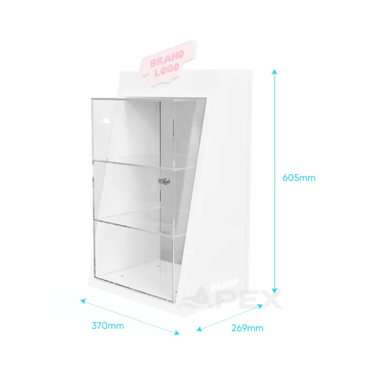 Clear Door 3 Tiers Locking Acrylic Led Display Stand - APEX