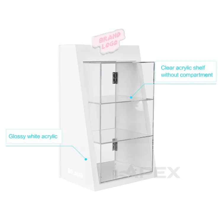 Clear Door 3 Tiers Locking Acrylic Led Display Stand - APEX