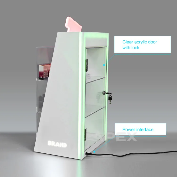 Clear Door 3 Tiers Locking Acrylic Led Display Stand - APEX