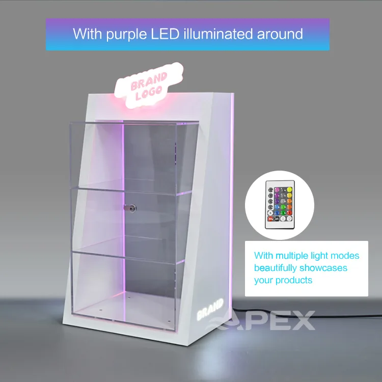 Clear Door 3 Tiers Locking Acrylic Led Display Stand - APEX