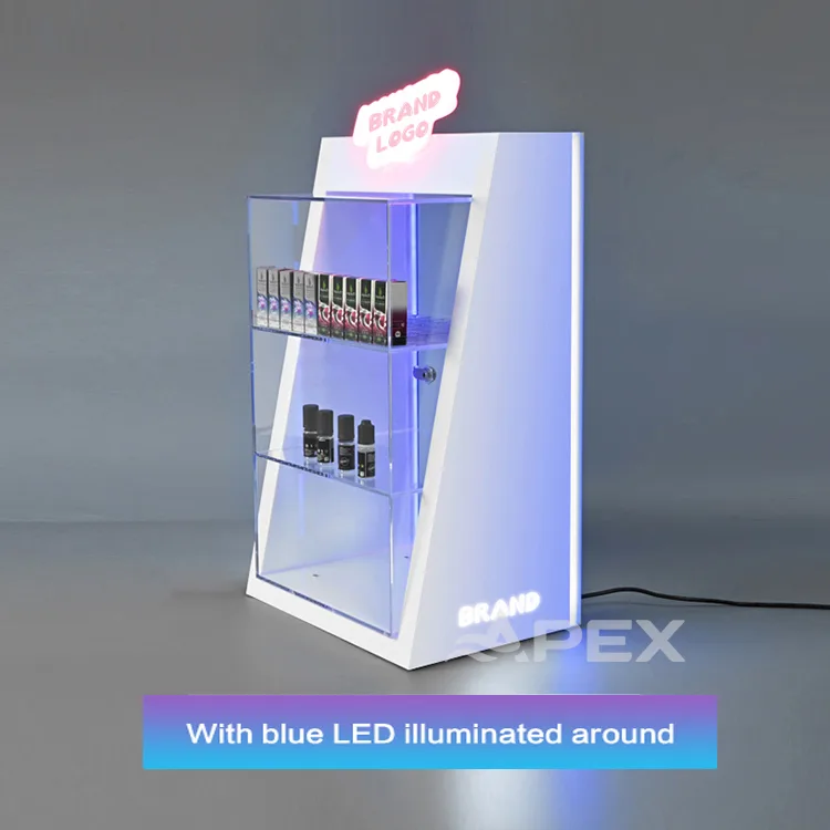 Clear Door 3 Tiers Locking Acrylic Led Display Stand - APEX
