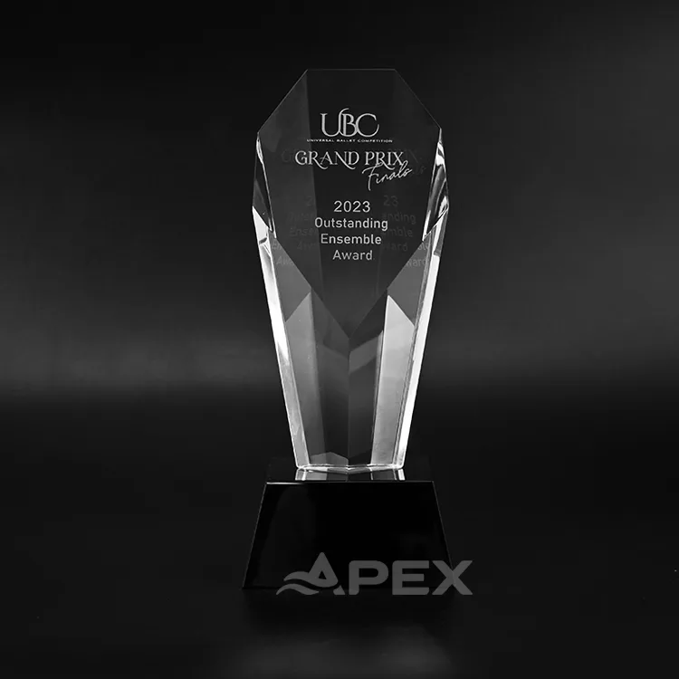 Custom Solid Shape Enterprise Rewards Award Crystal Trophy - APEX