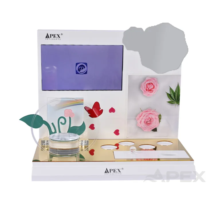 Countertop Acrylic Cosmetic Display Stand With Lcd Screen - APEX