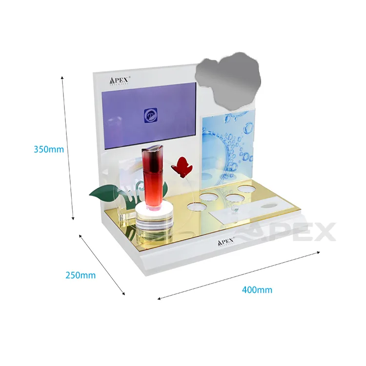 Countertop Acrylic Cosmetic Display Stand With Lcd Screen - APEX