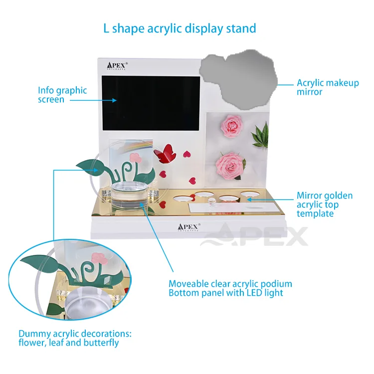 Countertop Acrylic Cosmetic Display Stand With Lcd Screen - APEX