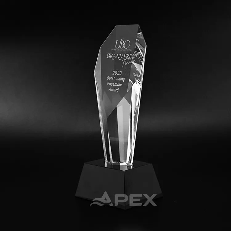 Custom Solid Shape Enterprise Rewards Award Crystal Trophy - APEX