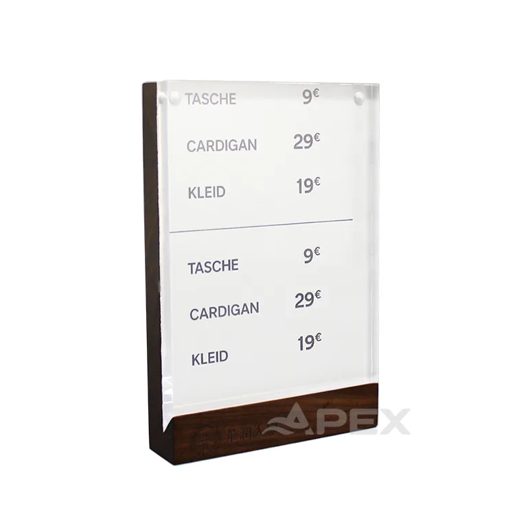 High Quality Tabletop Menu Sign Holder Magnetic Acrylic Sign Holder - APEX