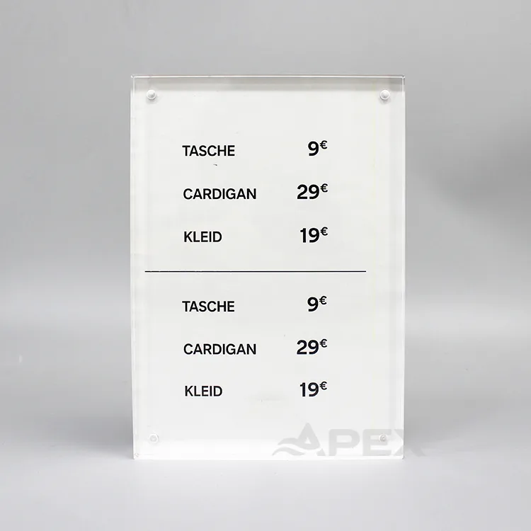 Custom Clear Acrylic Sign Holder Table Menu Display - APEX