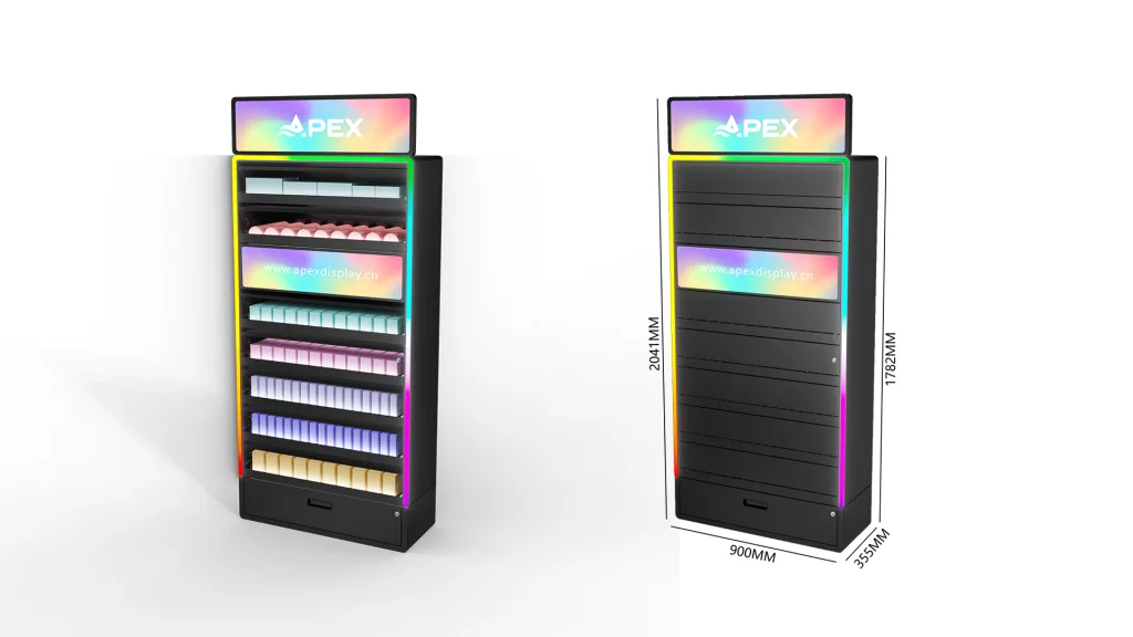 6 Tiers Metal Smoke Display Stand with RGB Led for Smoke Shop - APEX