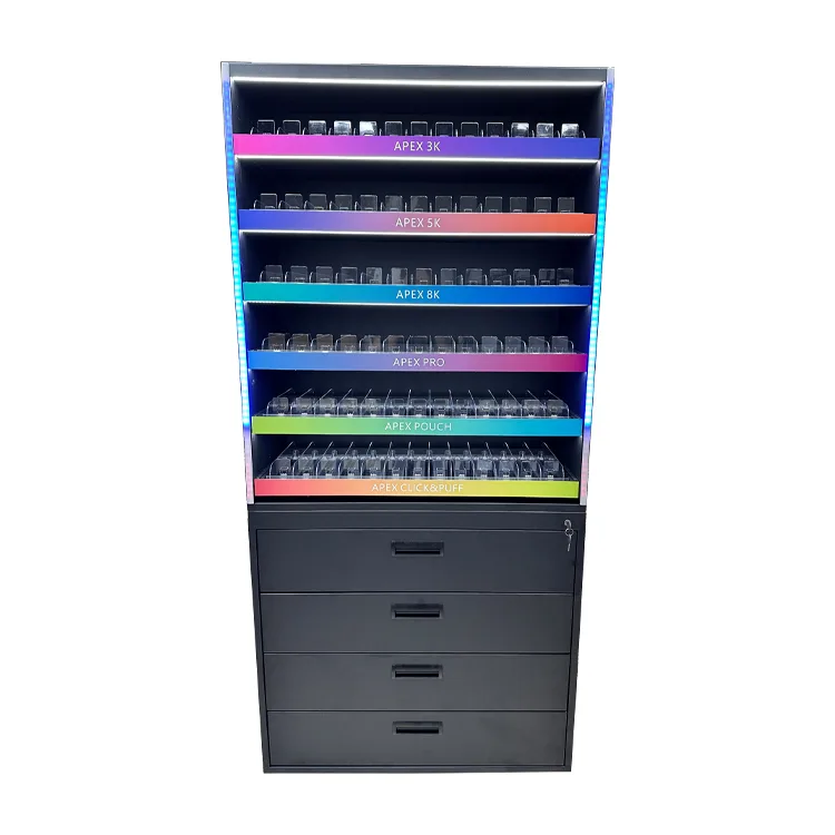 Custom Metal RGB Led Light Metal Floor Standing Display Cabinet - APEX