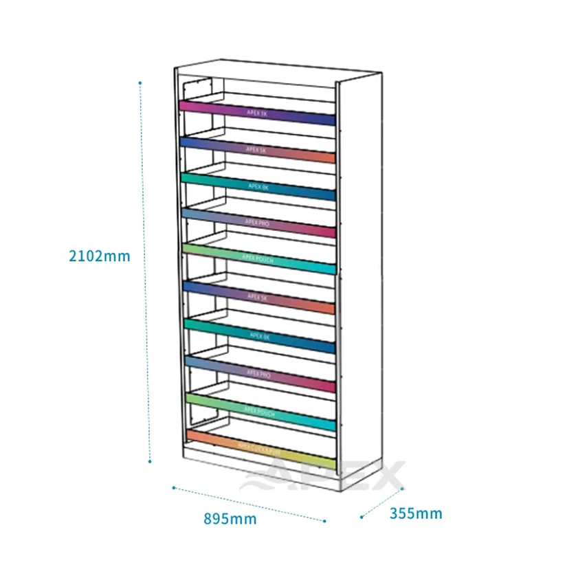 6 Tiers Metal Smoke Display Stand with RGB Led for Smoke Shop - APEX