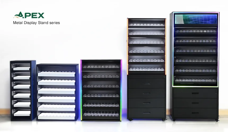 Floor Standing Interlock Door Metal Smoke Display Stand