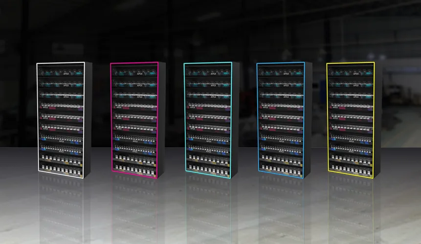 6 Tiers Metal Smoke Display Stand with RGB Led for Smoke Shop - APEX