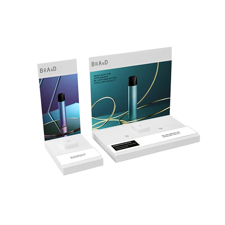 Acrylic Vape Display Stand L Shape White Countertop Sample Station - APEX