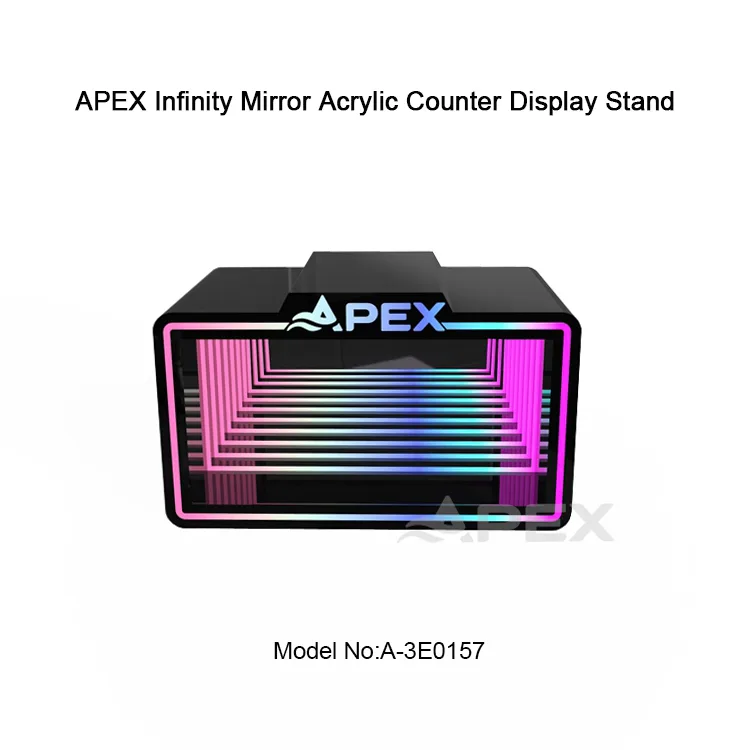 Infinity Mirror Acrylic Counter Display Stand with Led for Smoke Shop