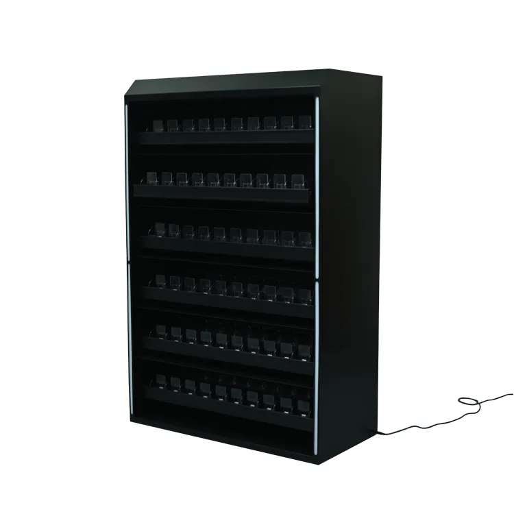 Interlock Door Metal E-Cigarette Display Stand RGB Led Vape Display Rack