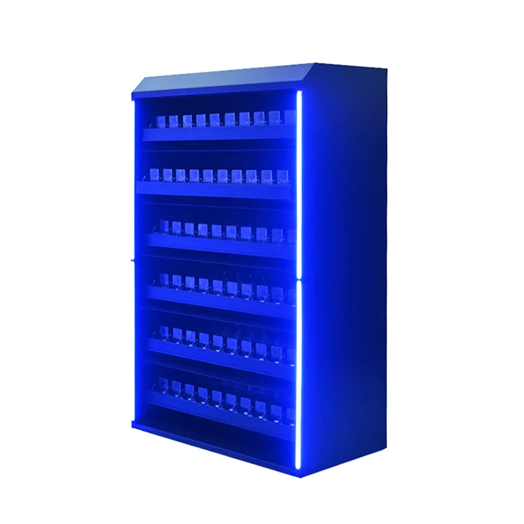 Interlock Door Metal E-Cigarette Display Stand RGB Led Vape Display Rack