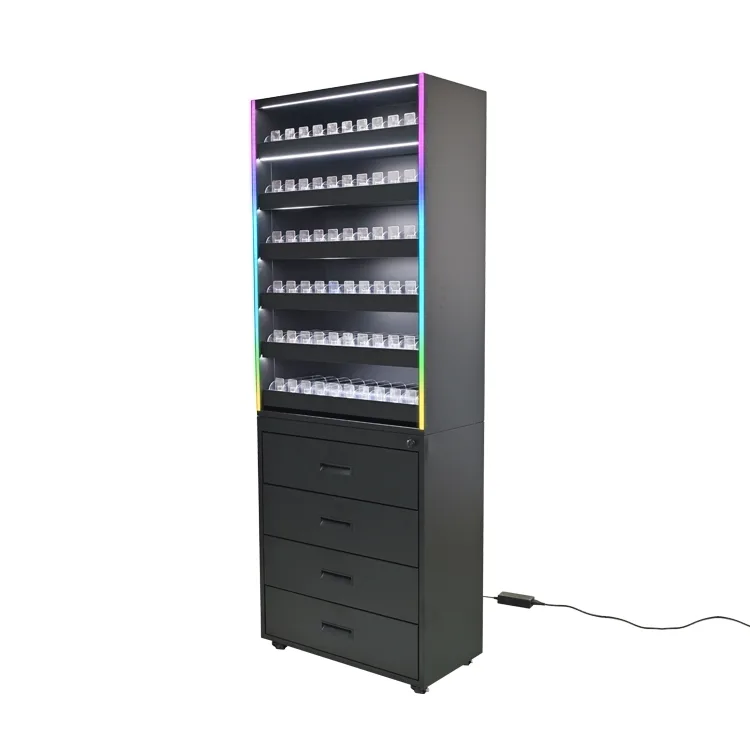 Supermarket Metal Tobacco Display Shelf with LED Light