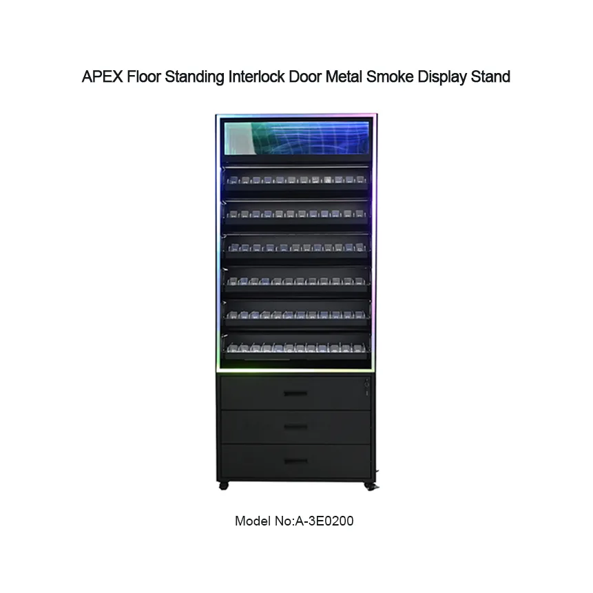 Floor Standing Interlock Door Metal Smoke Display Stand