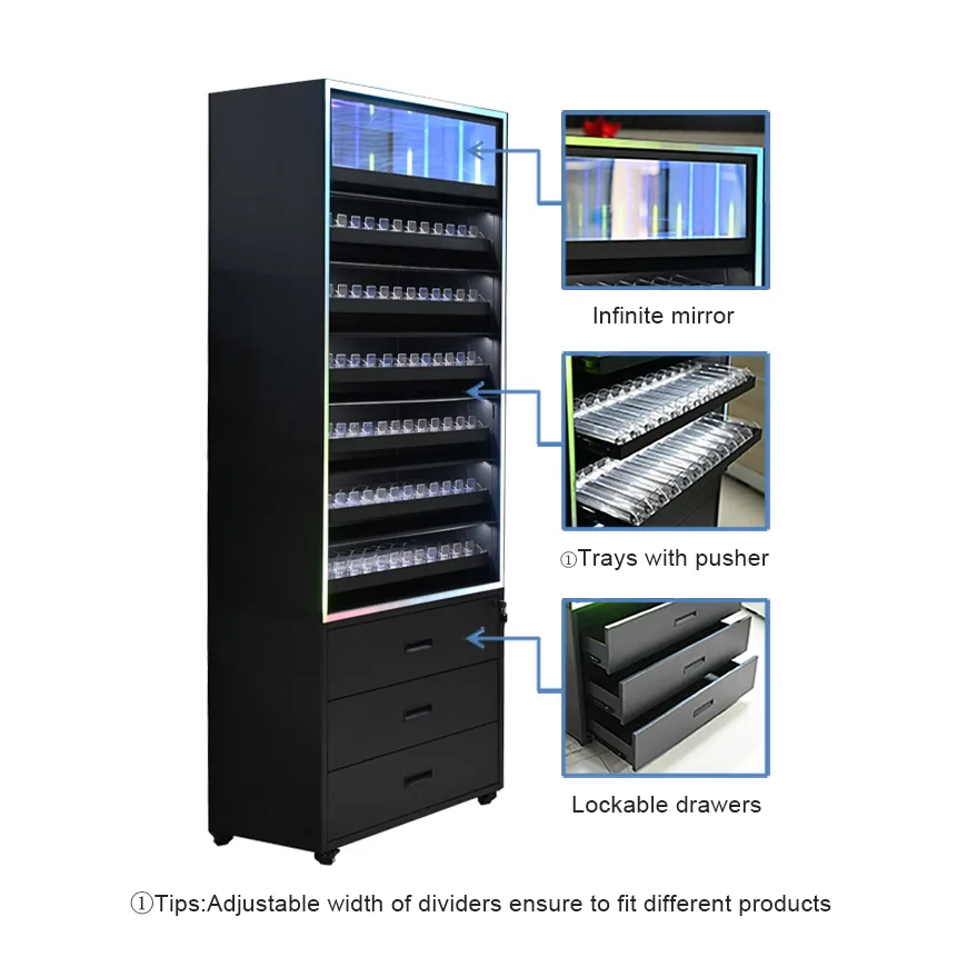 Floor Standing Interlock Door Metal Smoke Display Stand