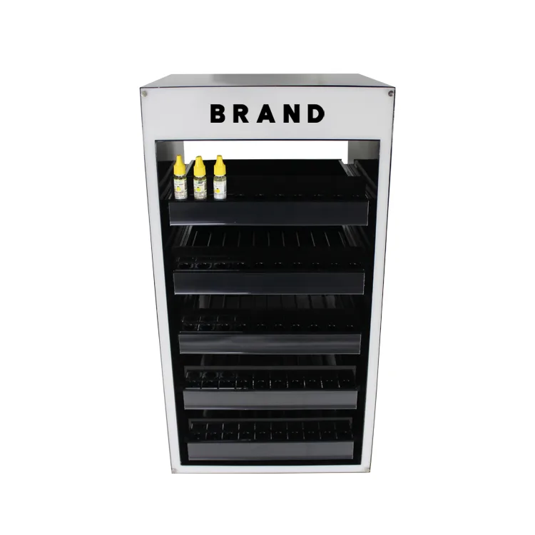 5 Tiers Matt Metal E-Cigarette Display Cabinet with Led Light