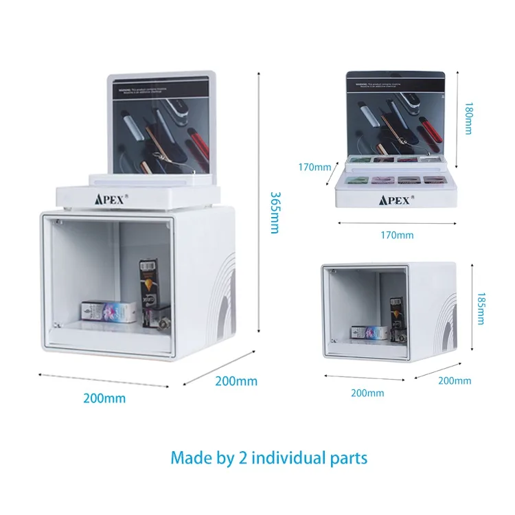 APEX White Metal Counter Top Display Countertop Display with LED for ...