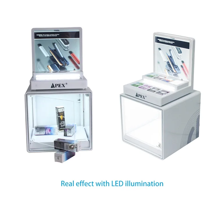 APEX White Metal Counter Top Display Countertop Display with LED for ...