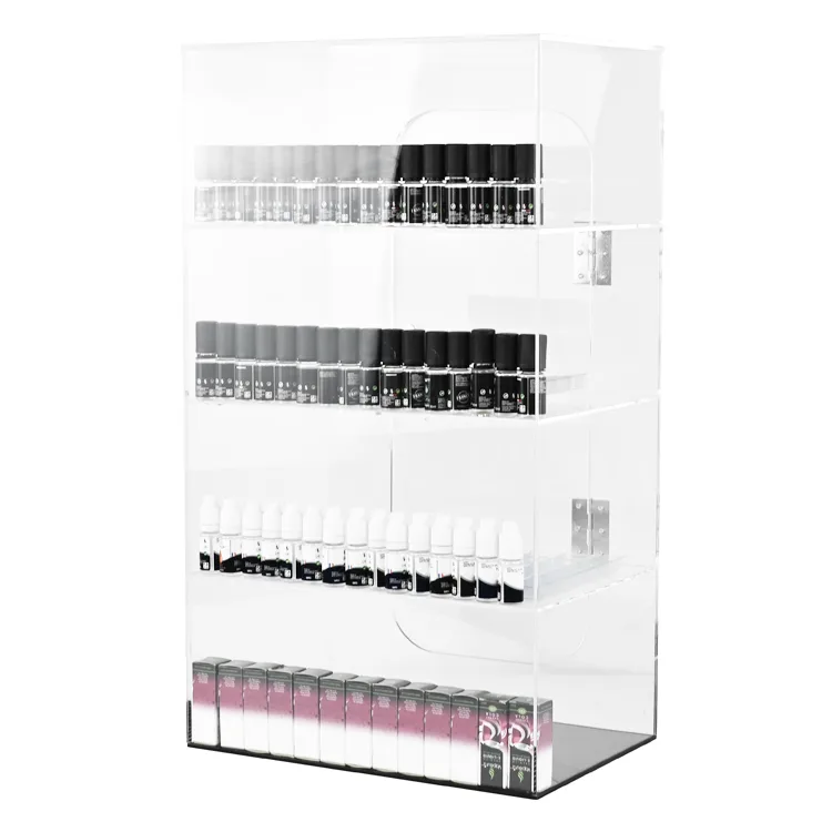 4 Tiers Clear Counter Top Display Rack Acrylic Stand with Lock Vape ...