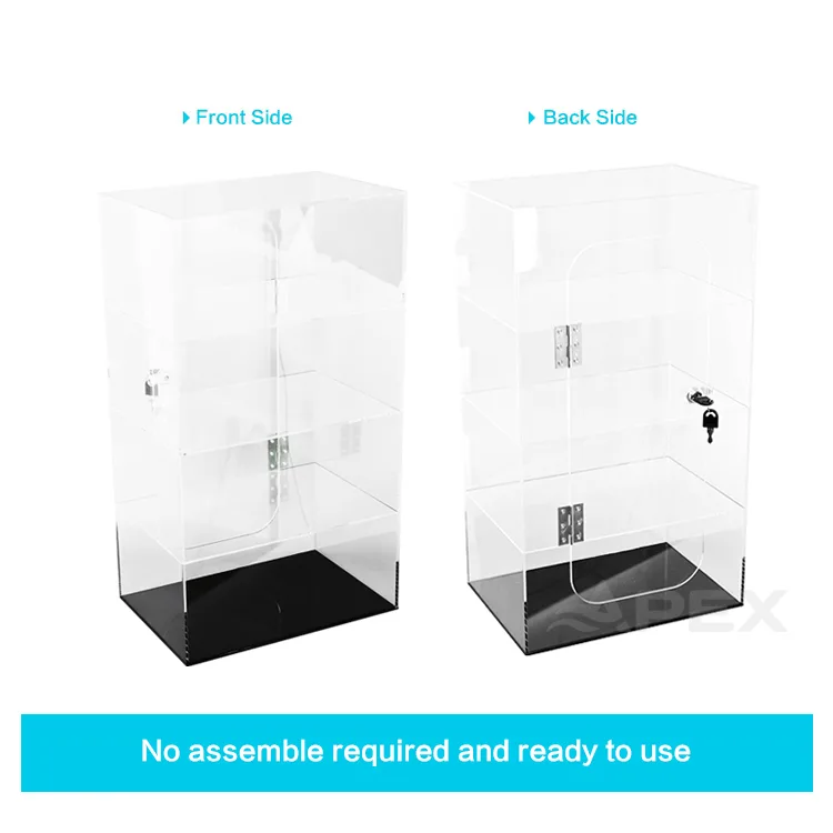 4 Tiers Clear Counter Top Display Rack Acrylic Stand with Lock Vape ...