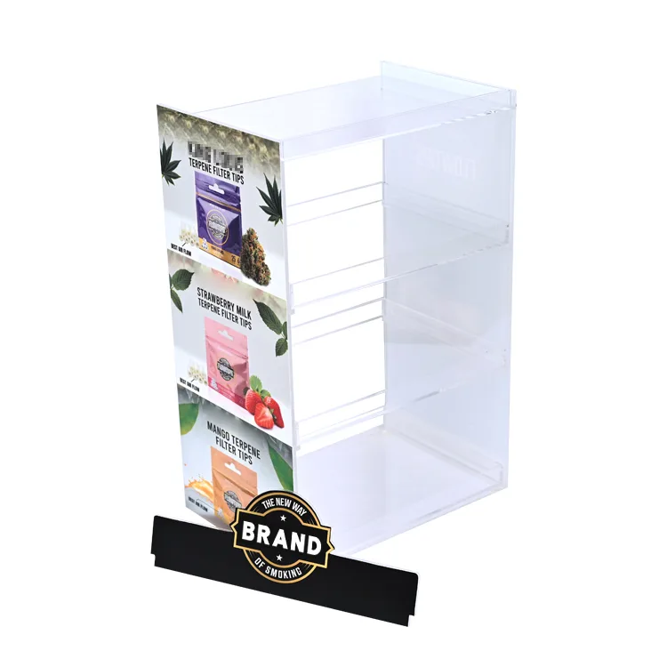 Customized Graphics and Logo Countertop 3 Layers Acrylic Vape Display Stand