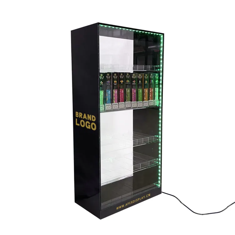 Custom 5 Tiers Countertop Tobacco Vape Display Stand with RGB Led