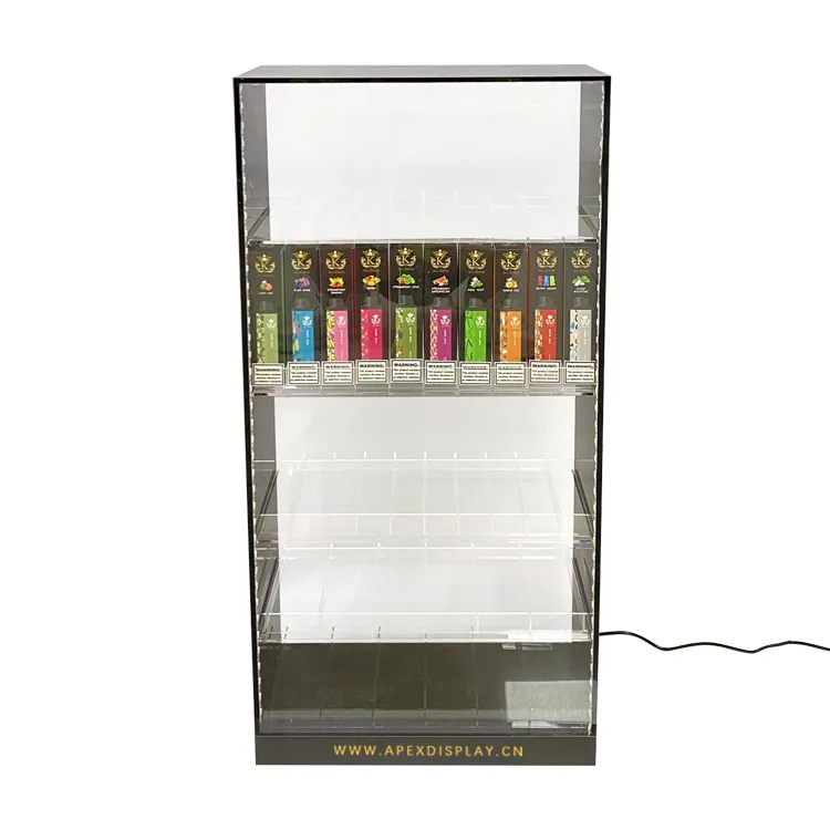 Custom 5 Tiers Countertop Tobacco Vape Display Stand with RGB Led