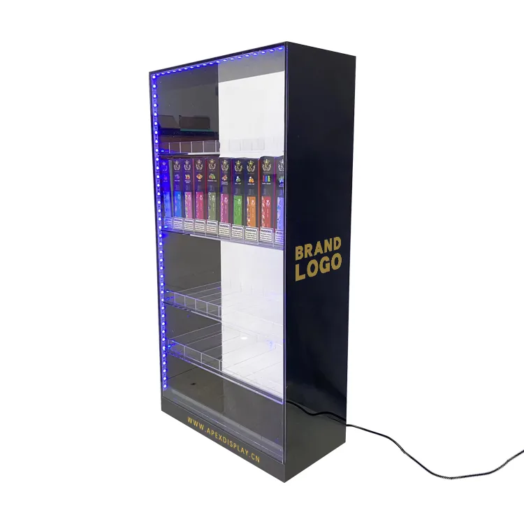 Custom 5 Tiers Countertop Tobacco Vape Display Stand with RGB Led